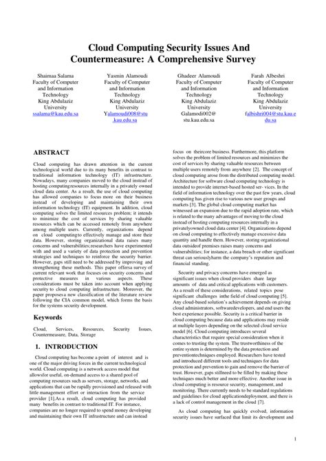 Pdf Cloud Computing Security Issues And Countermeasure A