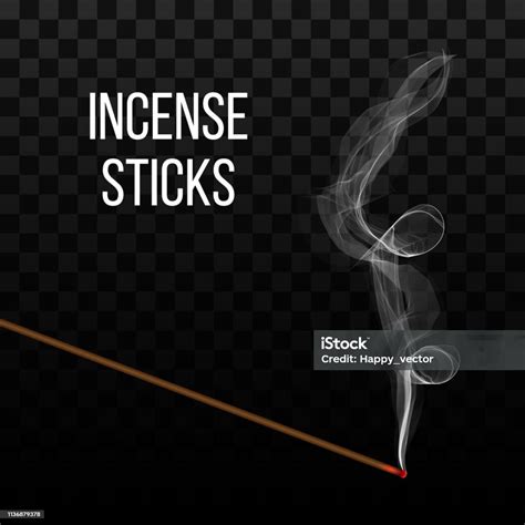 투명 한 배경에 고립 된 연기와 현실적인 향 스틱 아로마의 창조적 인 벡터 일러스트 아트 디자인 향 굽기 추상 개념 중국 새 해 그래픽 요소 0명에 대한 스톡 벡터 아트 및