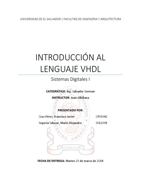 Introduccion Al Lenguaje Vhdl Pdf Vhdl Lenguaje De Programación