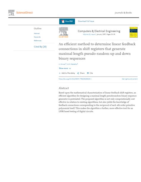 Pdf An Efficient Method To Determine Linear Feedback Connections In