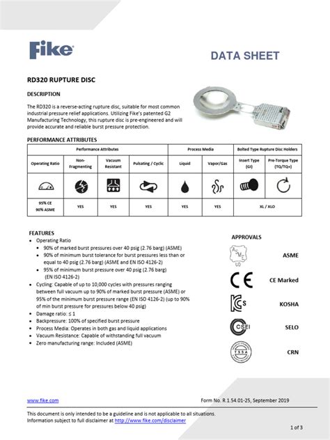 Fike Rupture Disc Datasheet Pdf Pressure Gas Technologies