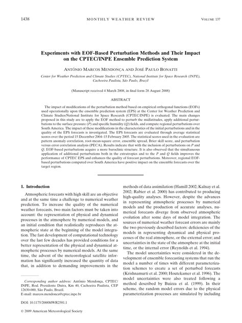 Pdf Experiments With Eof Based Perturbation Methods And Their Impact