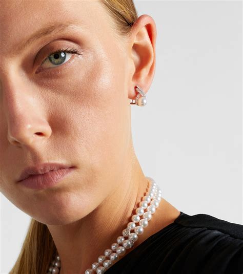 Mikimoto 18kt White Gold Earrings With Pearls And Diamonds Mikimoto