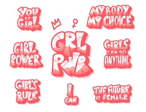 Premium Vector Girl Power Quotes Isolated Vector Text Set