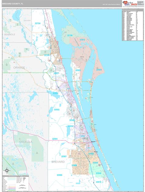 Brevard County Fl Wall Map Premium Style By Marketmaps Mapsales