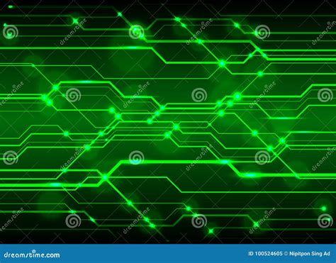 High Tech Circuit Board Background Technology Green Circuit Abs Stock Vector Illustration Of