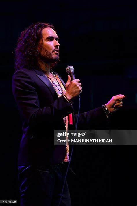 British Actor And Stand Up Comedian Russell Brand Performs During