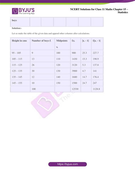 Ncert Solutions For Class 11 Maths Chapter 15 Statistics
