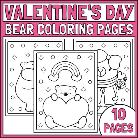 Valentine Bear Coloring Pages Teddy Hearts Valentines Colouring In
