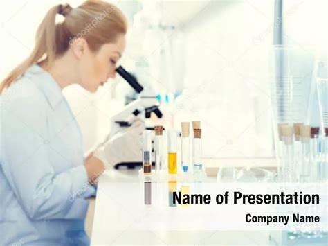 Microscope Scientist Analyzing Slide Laboratory Powerpoint Template