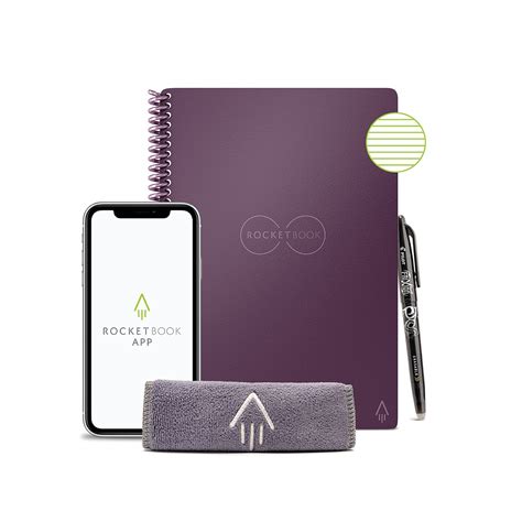 Rocketbook Core Reusable Smart Notebook 6 X 8 8 Lined Ruled 36 Pages Plum Evr2 E K Crr