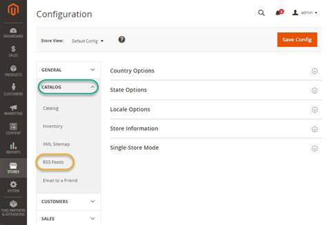 how to config rss feeds in magento 2