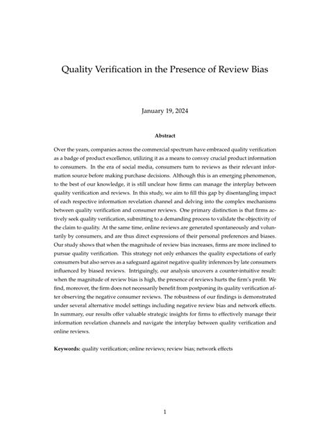 Pdf Quality Verification In The Presence Of Review Bias