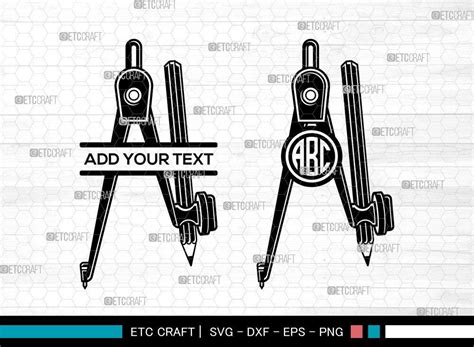 Compass With Pencil Monogram Svg Graphic By Pixel Elites · Creative Fabrica