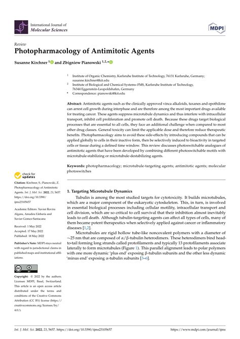 Pdf Photopharmacology Of Antimitotic Agents