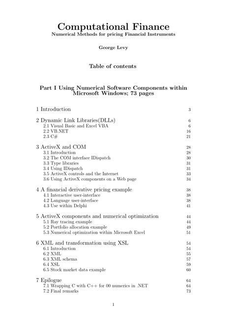Pdf Computational Finance Numerical Methods For Pricing Financial