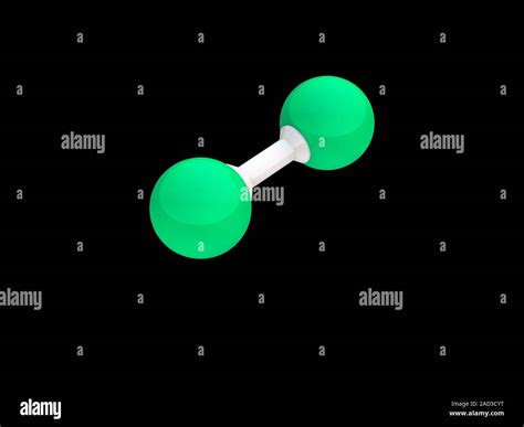 Chlorine Molecule Computer Illustration Showing The Structure Of A Molecule Of Chlorine Cl2