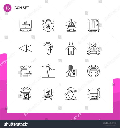 Mobile Interface Outline Set 16 Pictograms Stock Vector Royalty Free 1692837739 Shutterstock