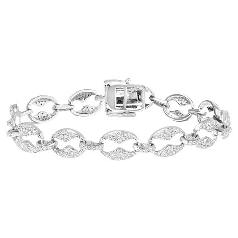 14k White Gold 1 12 Carat Round Diamond Set Link Bracelet For Sale At