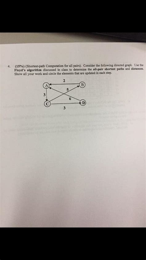 Solved 4 15 Shortest Path Computation For All Pairs