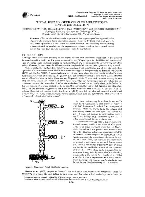 pdf total reflux operation of multivessel batch distillation