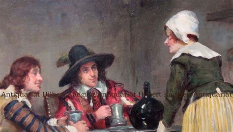 Historische Gasthausszene Signiertes Ölbild Auf Holz Mit Rahmen Um