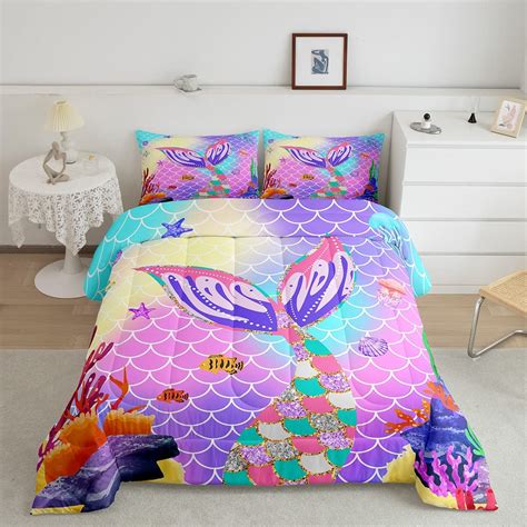 Mermaid Decor Girls Bedding Full Sizemermaid Comforter Set