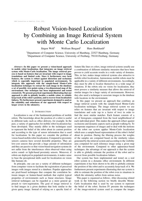 PDF Robust Vision Based Localization By Combining An Image Retrieval System With Monte Carlo