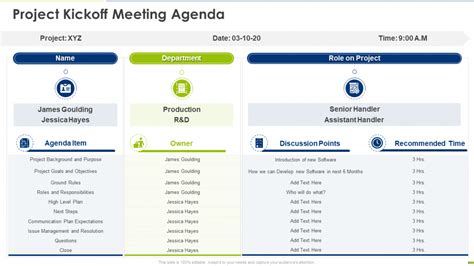 Editable Top 10 Project Kickoff Meeting Agenda Templates With Examples