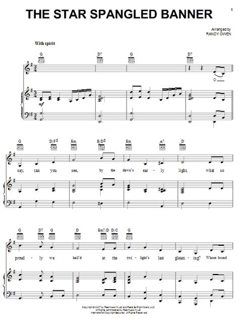 The Star Spangled Banner By Alabama Sheet Music For Piano Vocal