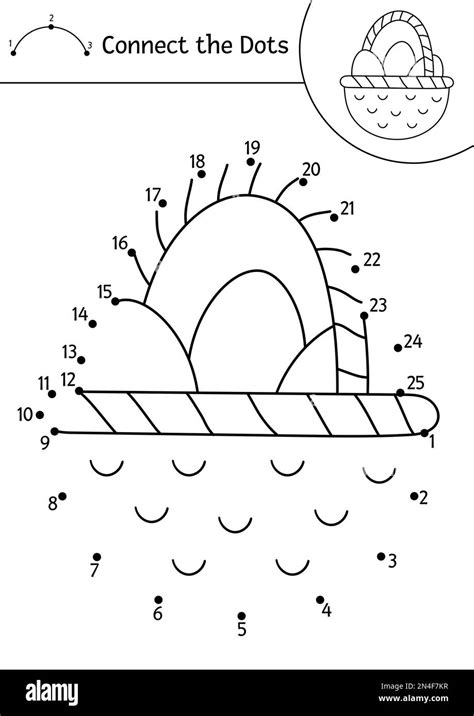 Vector Easter Dot To Dot And Color Activity With Cute Basket With Eggs
