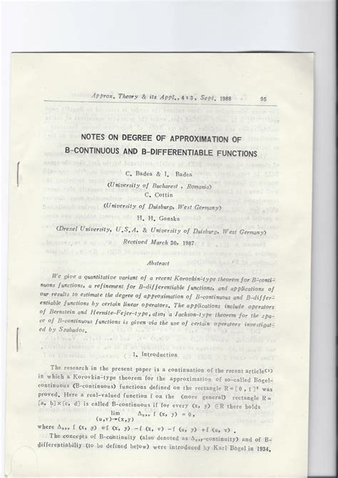 Pdf Notes On The Degree Of Approximation Of B Continuous And B