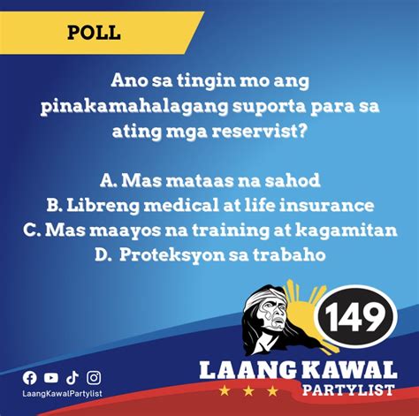 Ano Sa Tingin Mo Laang Kawal Ng Pilipinas Partylist 149