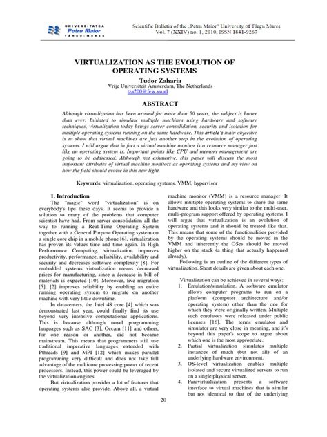 Virtualization As The Evolution Of Operating Syste Pdf Operating System Virtualization