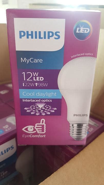 Philips หลอดไฟฟิลิปส์ Led Bulb 12w แสงขาว Daylight ยกกล่อง12หลอด หรือ