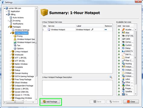 Add And Delete A Package And Its Services In Visp