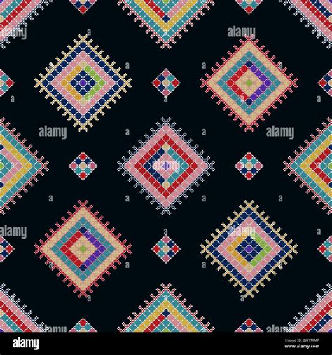 Traditional Berber Embroidery Seamless Pattern Vector Illustration