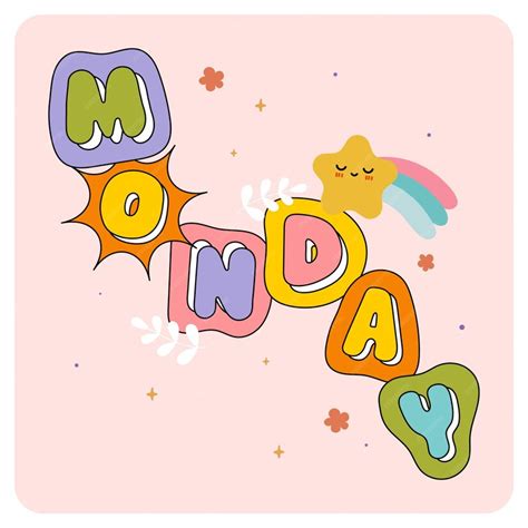 Premium Vector Cute Colorful Monday Lettering Typeface Journal And