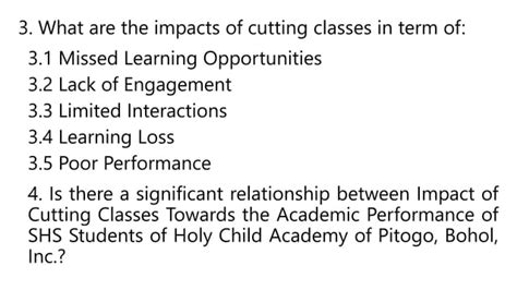 The Impact Of Cutting Classes Towards The Academic Performance Of Shs