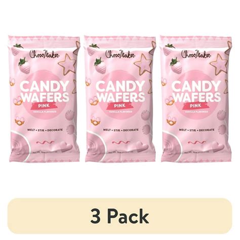 3 Pack Chocomaker Pink Vanilla Flavored Candy Wafers 12oz 340g