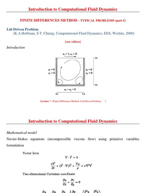Introduction To Computational Fluid Dynamics Finite Differences Method