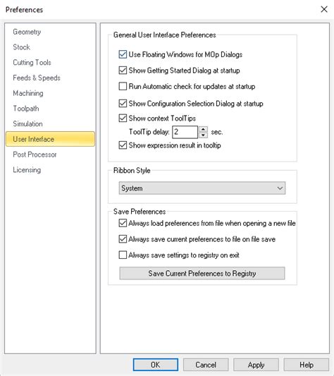 Turn Module User Interface Cam Preferences User Interface