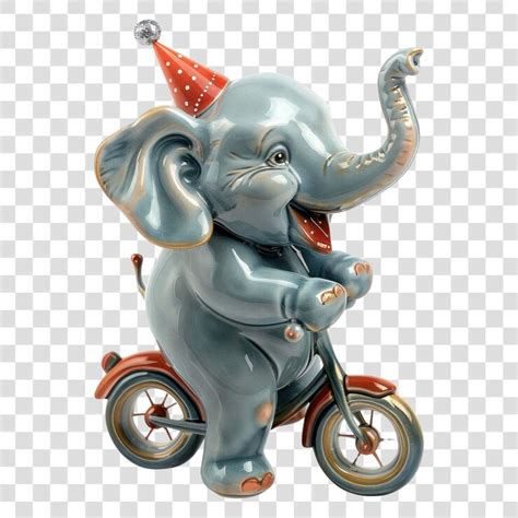 Whimsical Elephant Riding Tricycle Sculpture Premium Ai Generated Psd