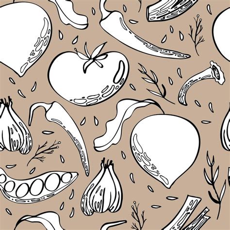 Premium Vector Vector Seamless Vegan Vegetable Pattern