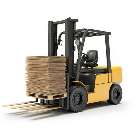 Super Forklift With Stack Of Oriented Stand Boards On Forks On White