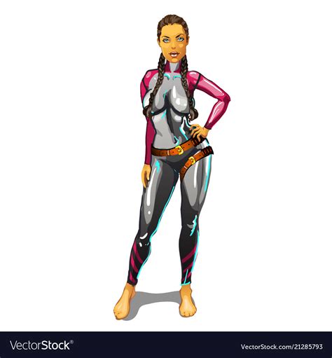 Sexy Girl In Latex Suit With Leather Straps Vector Image