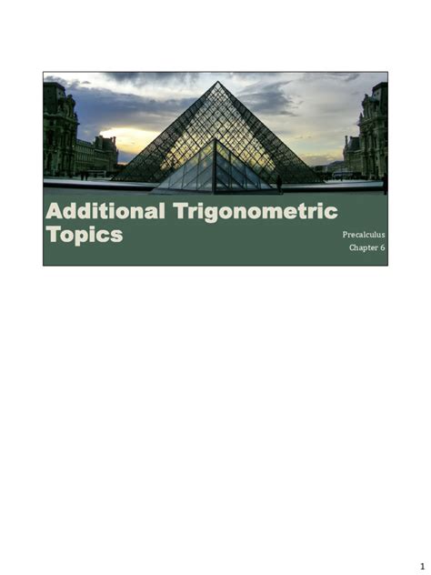 Precalculus 06 Additional Trigonometric Topics Pdf Trigonometric Functions Complex Analysis