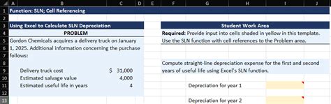 solved using excel to calculate sln depreciation gordon