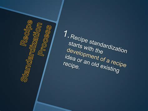 Recipe Development And Standardization Pptx