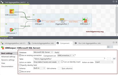 Talend Aggregate Row